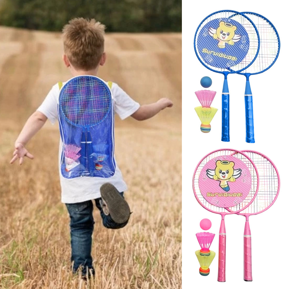 Blue Pink Badminton Racket for Kids with Nylon Shuttlecocks and Storage ...