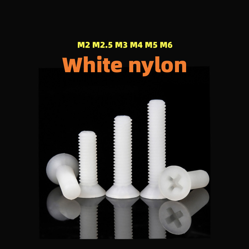 M2 M2.5 M3 M4 M5 M6 White nylon plastic countersunk head cross machine ...