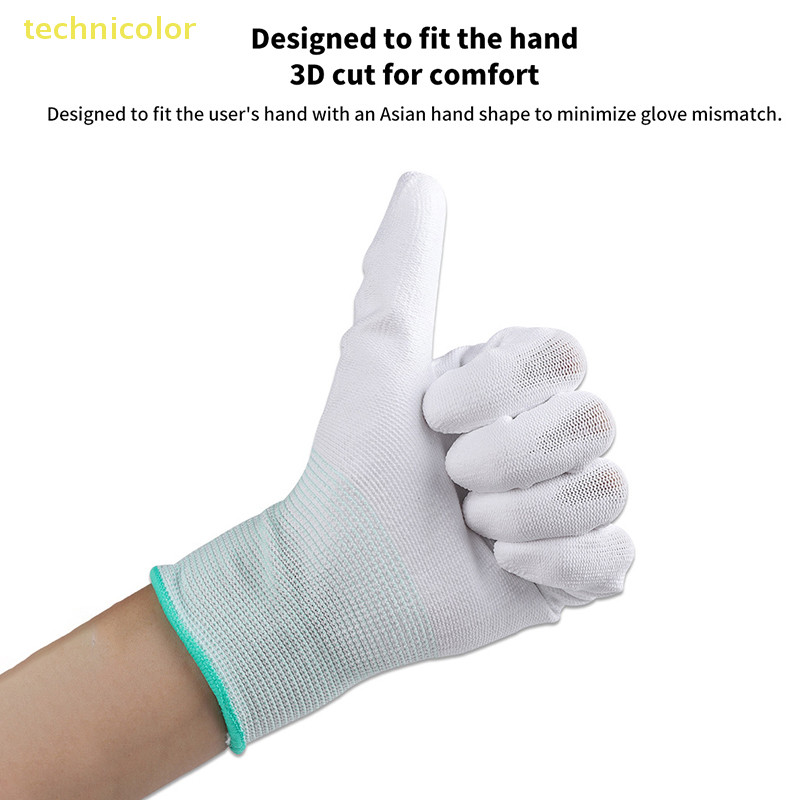 TCPH 3 Pairs Of PU Palm Coated Work Gloves White Dust-free Electronic ...