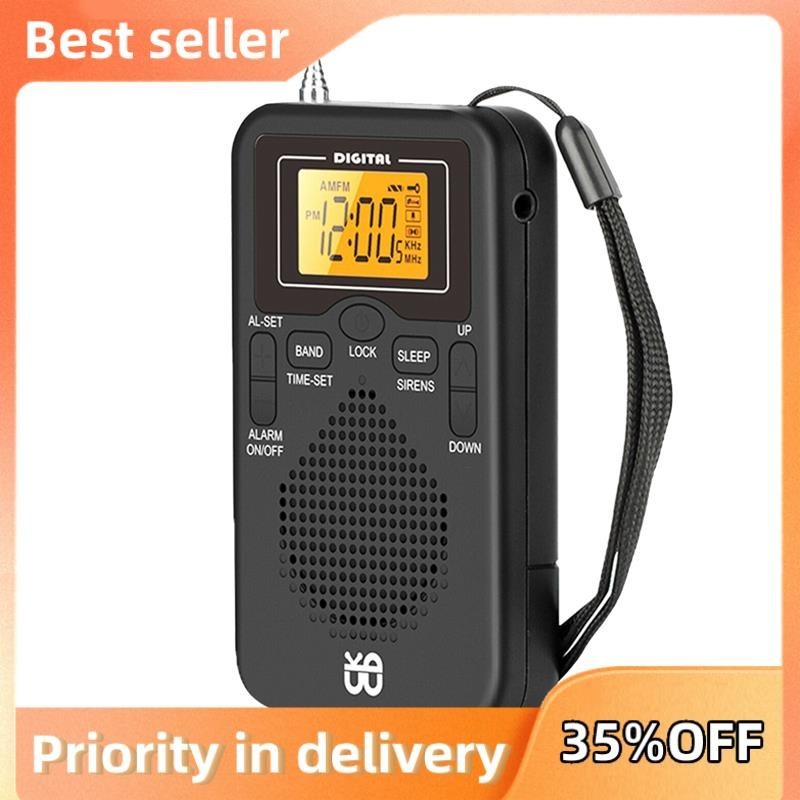 Portable Radio Mini AM FM Weather Radio Pocket Radio LCD Screen Digital ...