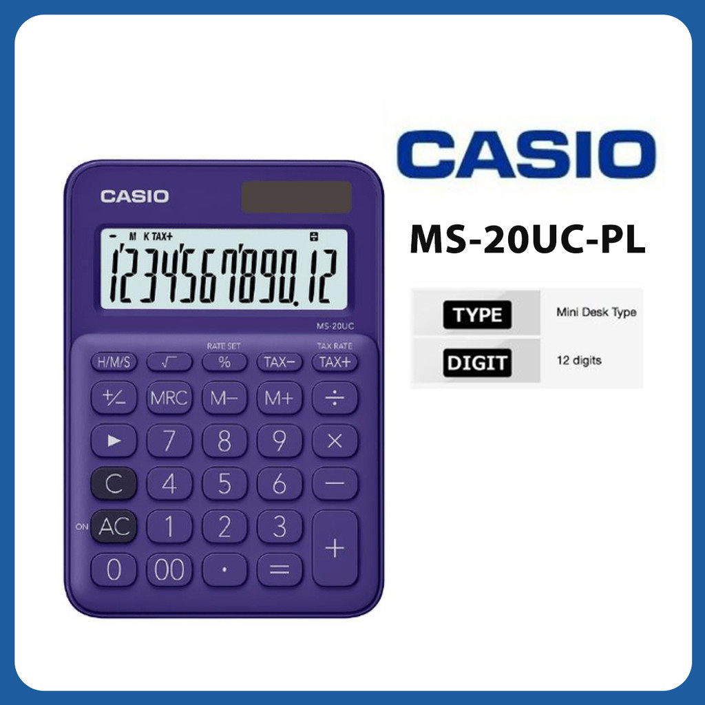 Casio MS-20UC-PL Basic Calculator Colorful MY STYLE Mini Desk Type Calculators (100% Original ...