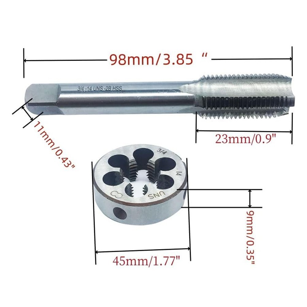 Right Hand Die Set Round Die Thread Tap UNS Tap A Steel Various Through ...