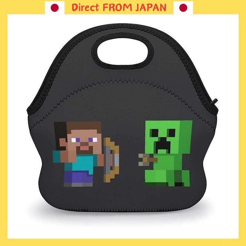 Minecraft lunch bag black bento box insulated with mouthpiece ...