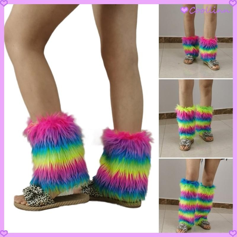 Coollinn Women Aesthetic Fuzzy Leg Warmer Boot Cuffs Japanese Vintage ...