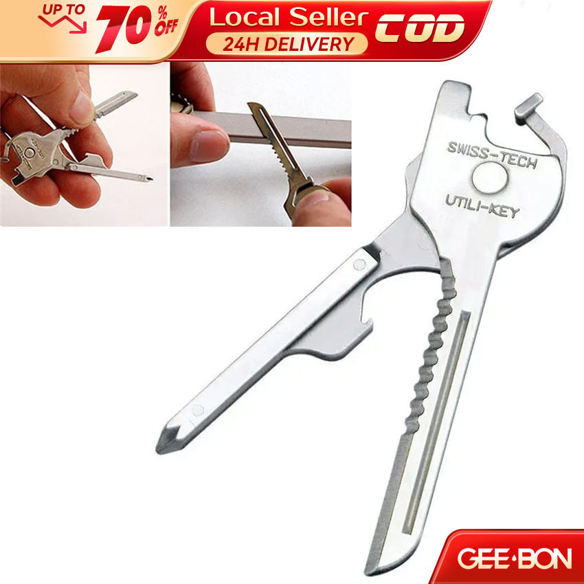 GEEBON 6 in 1 Multi-functional Stainless Utili-Key Key Ring Opener ...