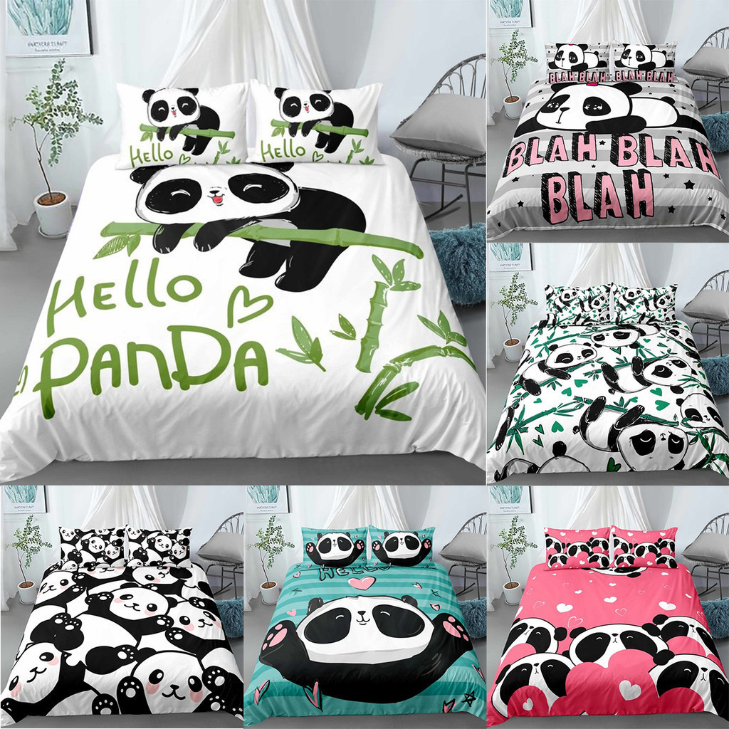 ST2 Giant Panda 3IN1 Suit Bed Sheet Quilt Cover Pillowcase Premium ...