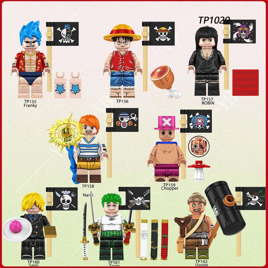 Movie Anime Series One Piece Luffy Zoro Assembled Building Blocks ...