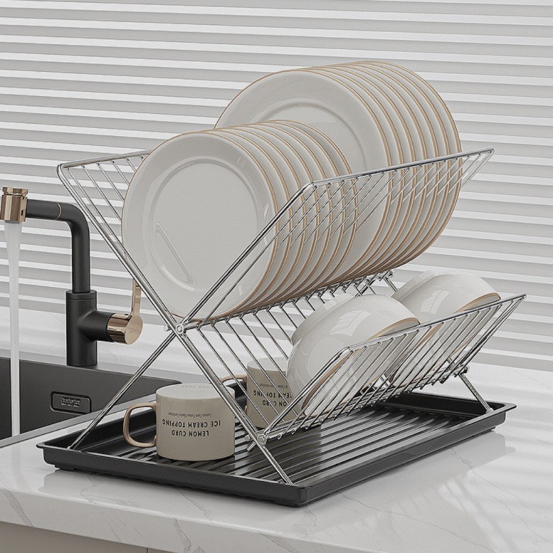 X-Shaped Folding Drain Rack Wrought Iron Dishes Drying Rack Kitchen ...