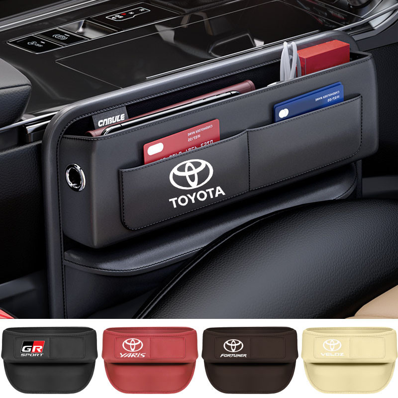 Toyota Car center console leather storage box with multiple card slots ...