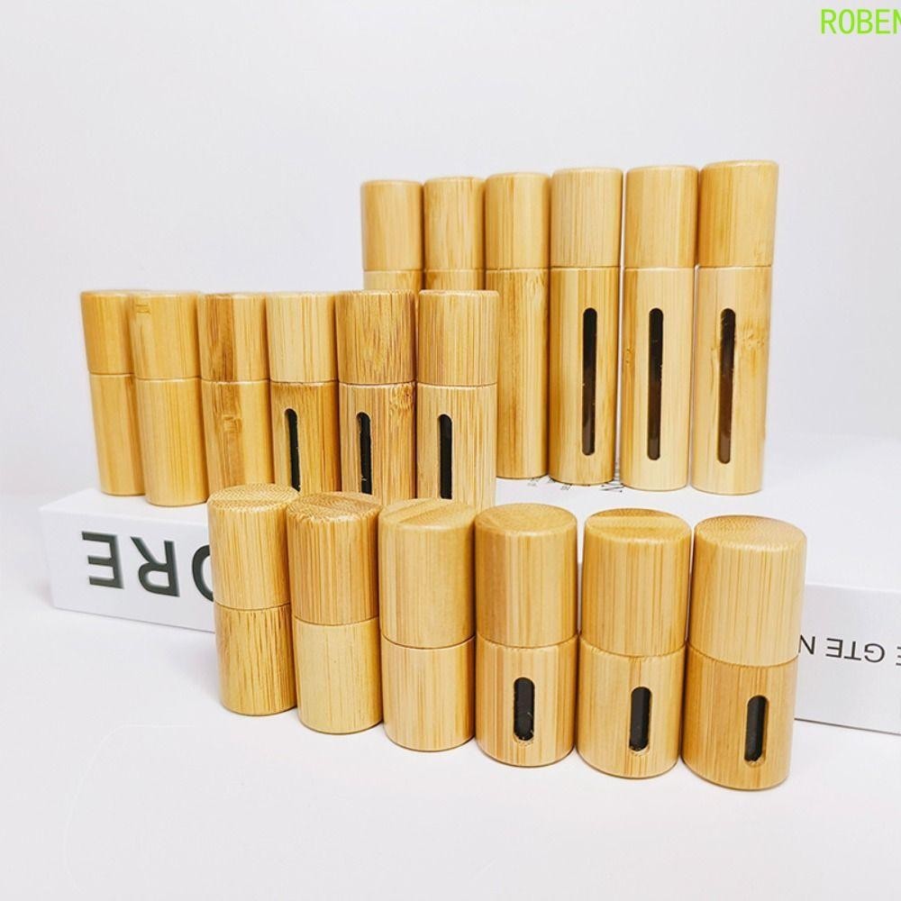 ROBEN Bamboo Roll-on Bottle Roller Ball Mini Glass Sample Vial Bottles ...