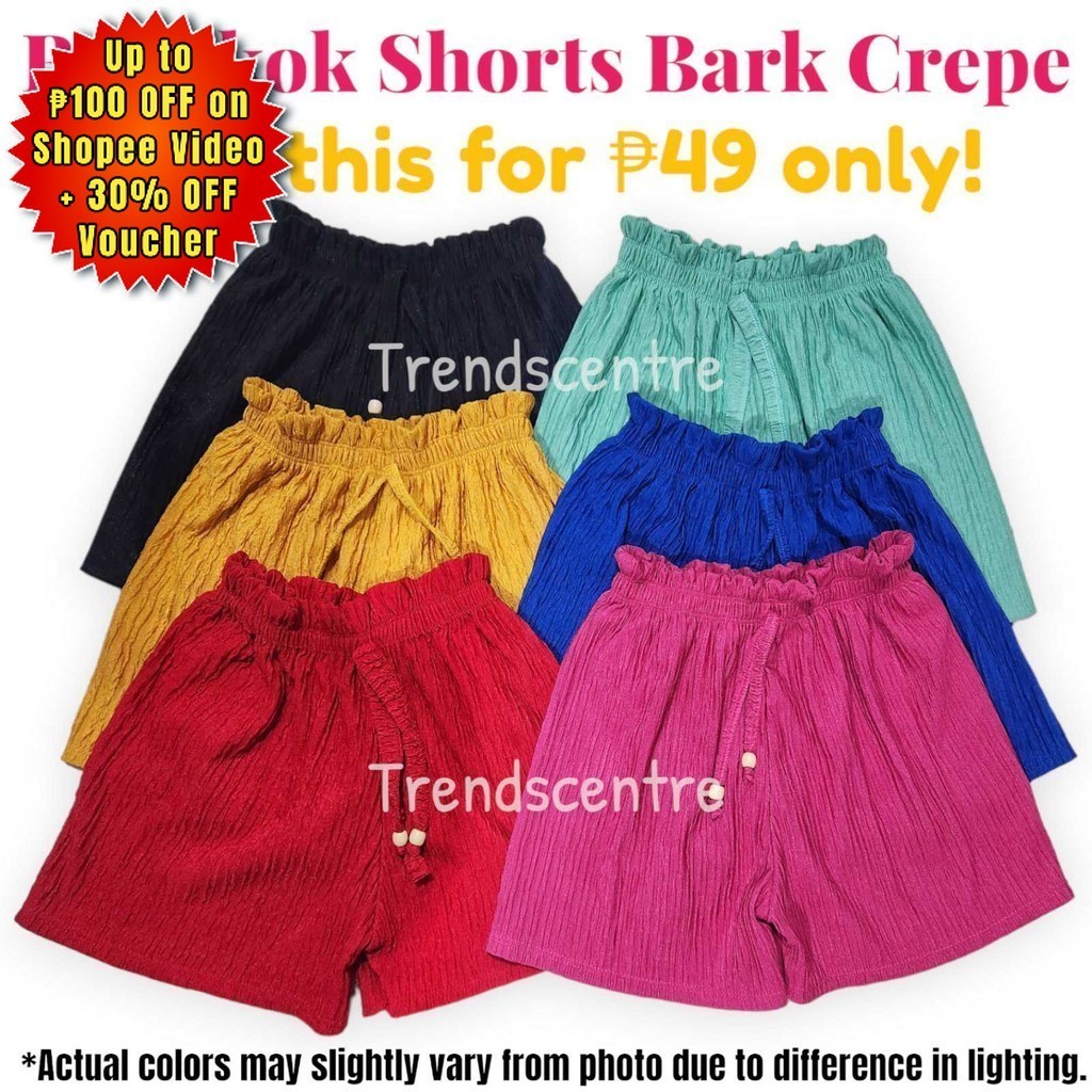 Bark Crepe Shorts BKK Culottes Short Casual with String (Fits Small to ...