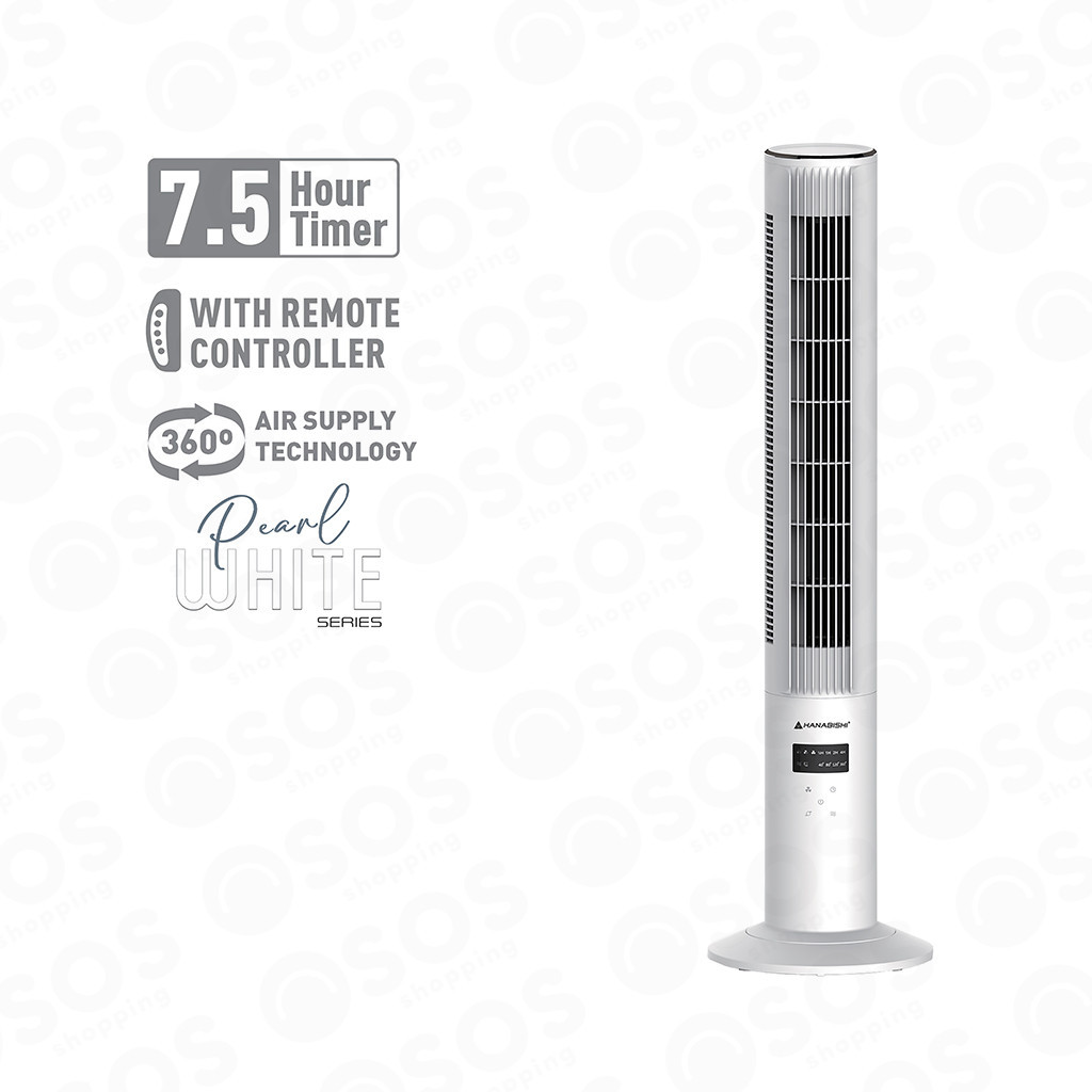 HANABISHI Tower Fan | Electric Fan with Remote Control 360-Degree ...