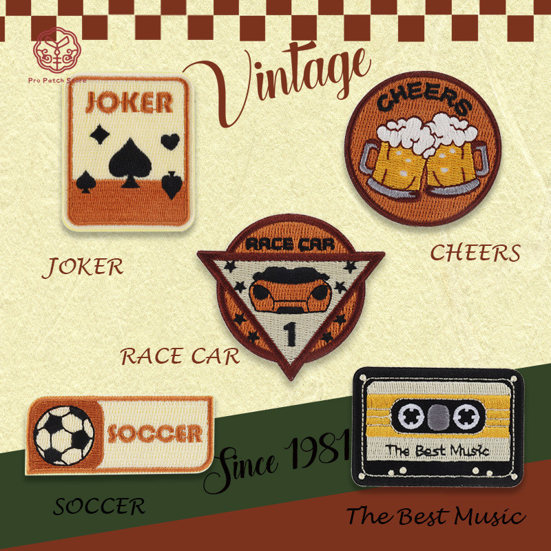 Pro Patch Store Retro Style Vintage Series Self-Adhesive Cloth Sticker ...