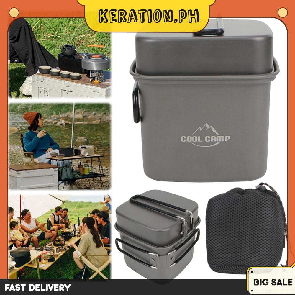 2 In 1 Camping Cookware Set with Storage Bag Folding Frying Pan Cooking ...