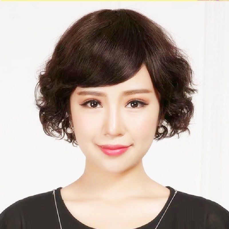 Wig Female Middle-aged Elderly Wig Whole Short Hair Short Curly Hair Mother Classy Wig Natural ...