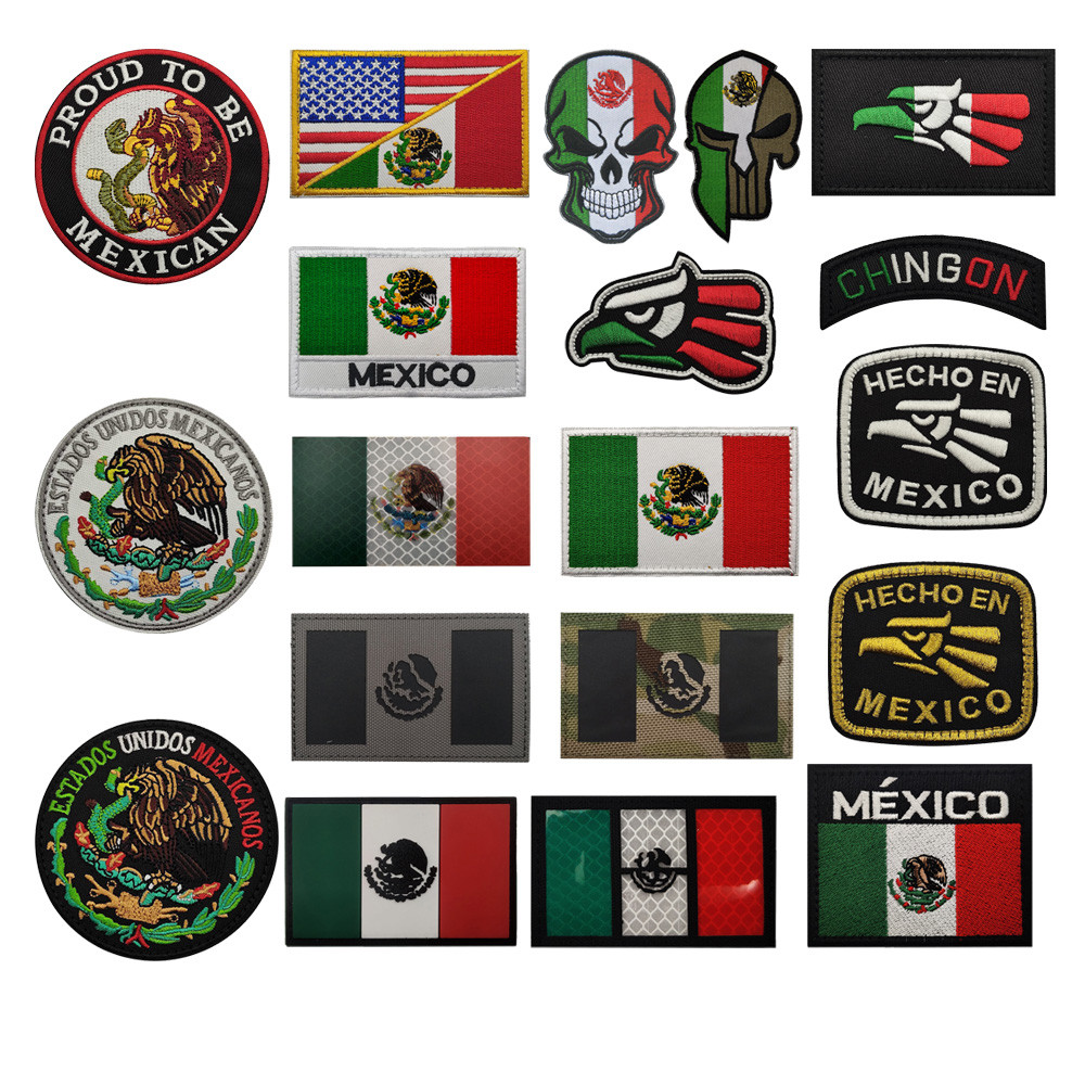 National Emblem Mexican Bird Figure Gold Thread Embroidered Cloth HECHO ...
