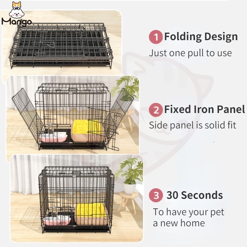 Dog cage with Poop Tray Heavy Duty Pet Cages cat cage Foldable Small ...