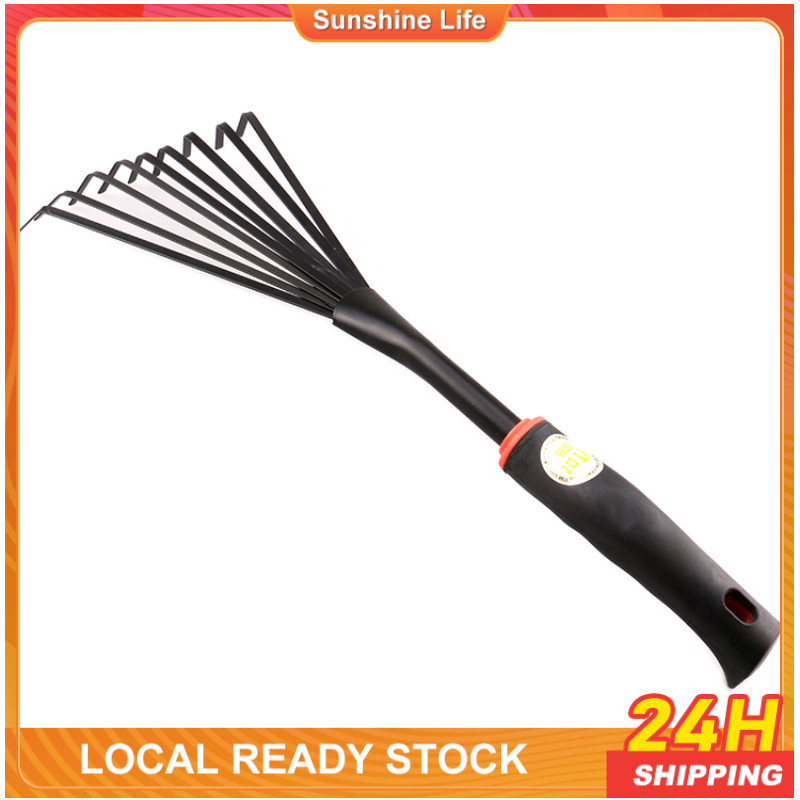 9 tooth rake small rake flower soil rake lawn leaf gardening vegetable ...