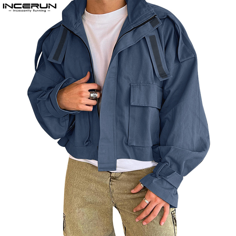 INCERUN Men Vintage Three-Dimensional Pockets Zipper Casual Jackets ...