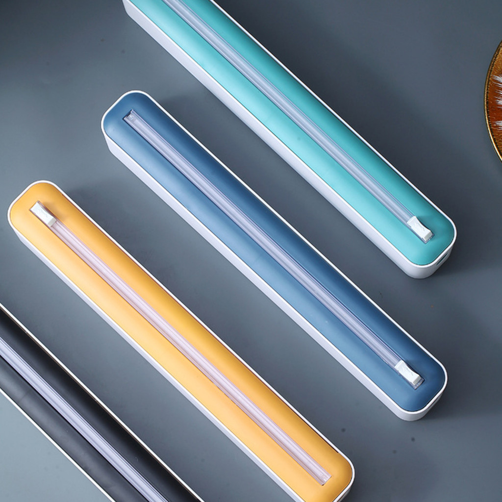 Plastic Wrap Dispenser with Slide Cutter Saran Wrap Dispenser Reusable ...