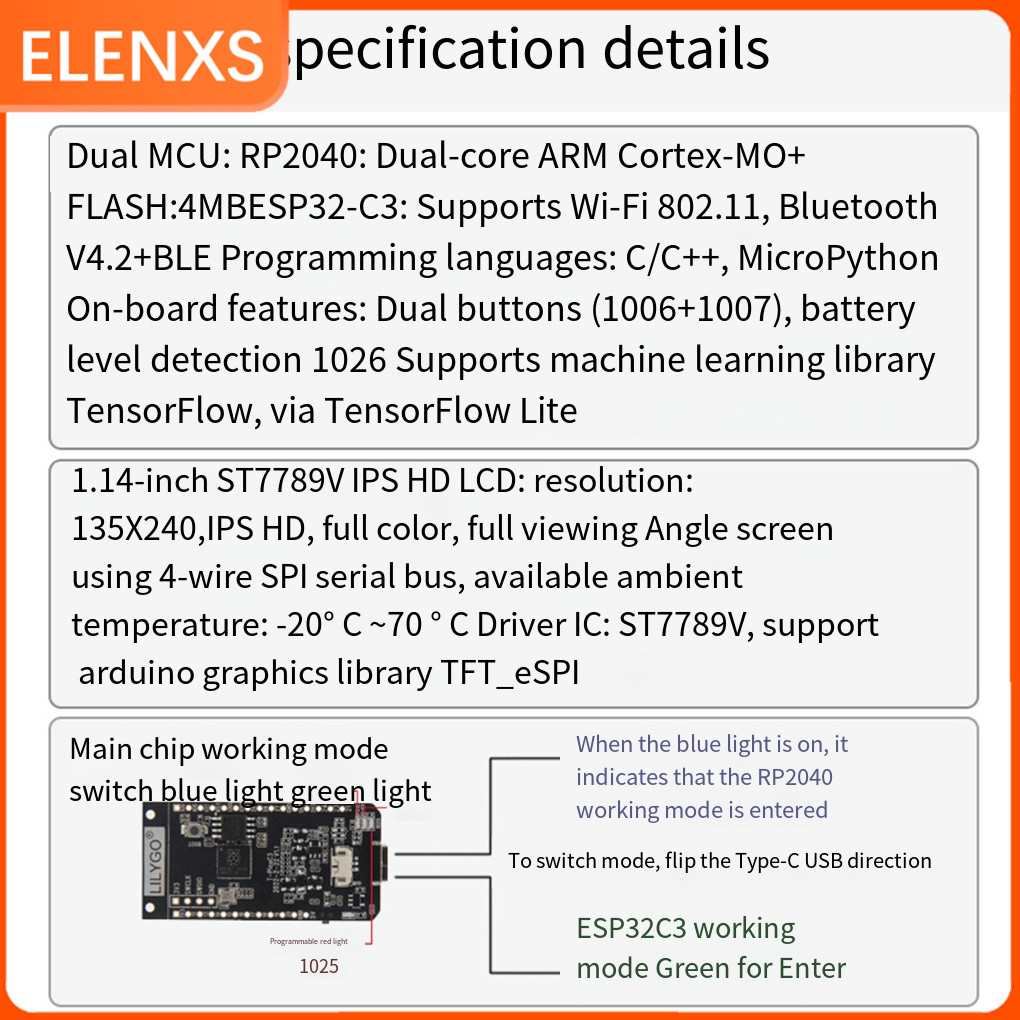 RP2040 ESP32-C3 Wireless WIFI LCD Development Board For Arduino ...