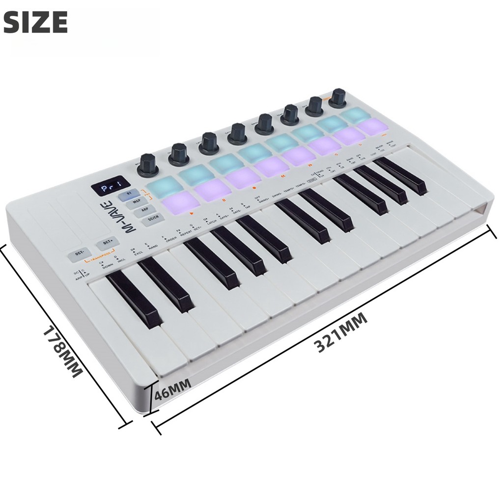 M-VAVE SMK-25 II MIDI Pad Controller Keyboard USB Mini 25 Key,16 RGB ...