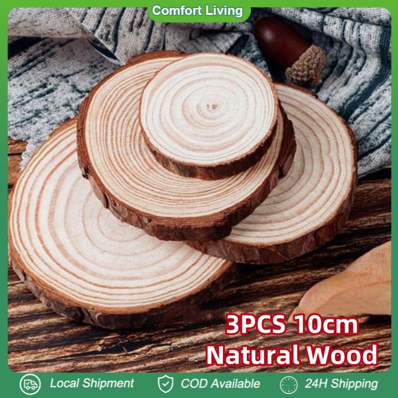 Unfinished Natural Wood Slices Pine Wood Round Tree Bark Log Disc ...