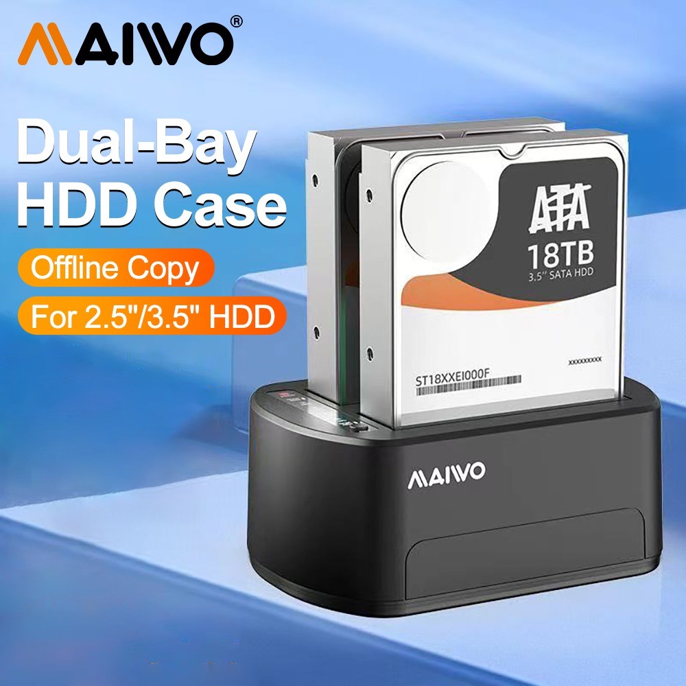 MAIWO Dual-bay Hard Drive Docking Station for 2.5/3.5 Inch HDD SSD SATA ...
