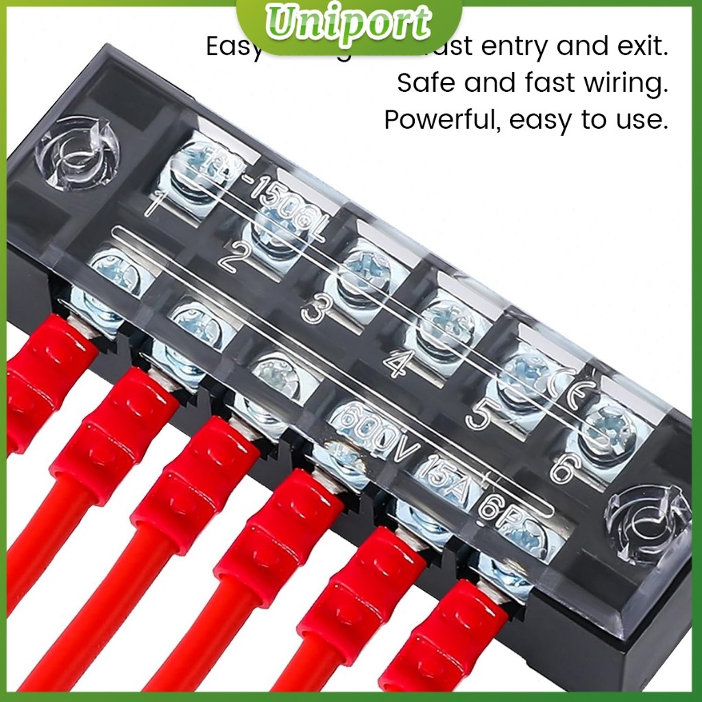 UNI 15A Molded Terminal Block TB1504 TB1505 TB1506 600V Dual Row ...