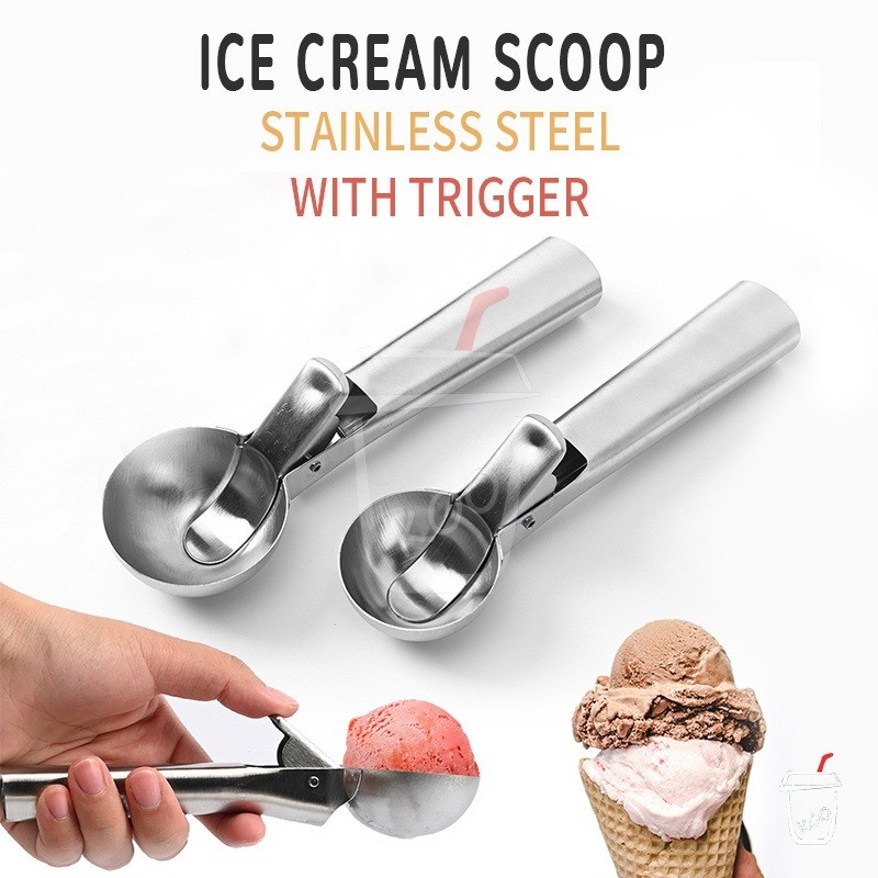 Stainless Steel Ice Cream Scooper with Trigger Icecream Scoop Digger ...