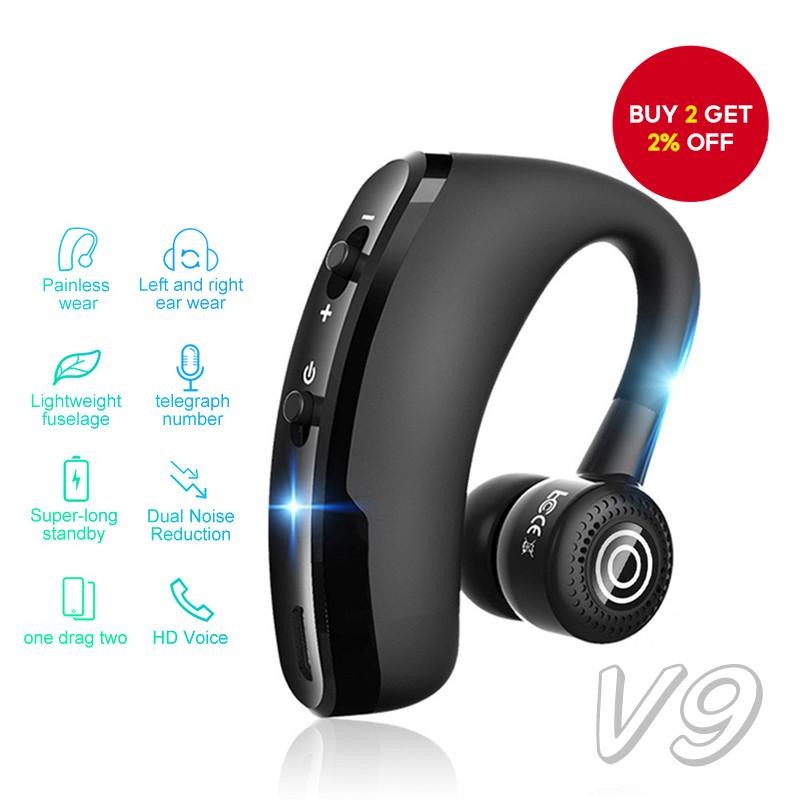 V9 Earphone Bluetooth 5.0 Wireless Earbuds Voice Control Music Sports Hands Free Business Noise ...