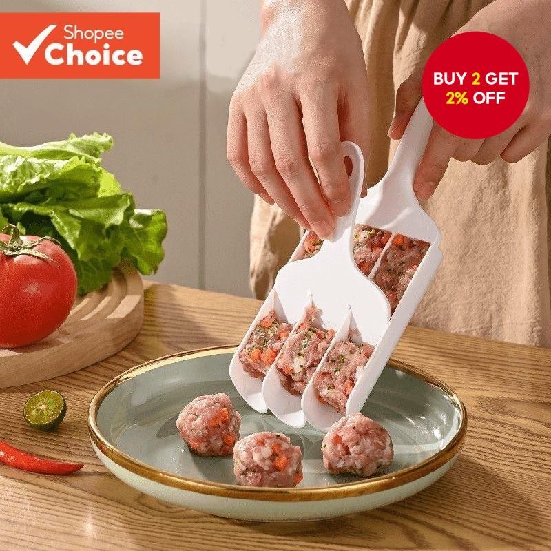 3/4Rows Creative Plastic Meatball Maker Set Fried Fish Beaf Meat Making ...