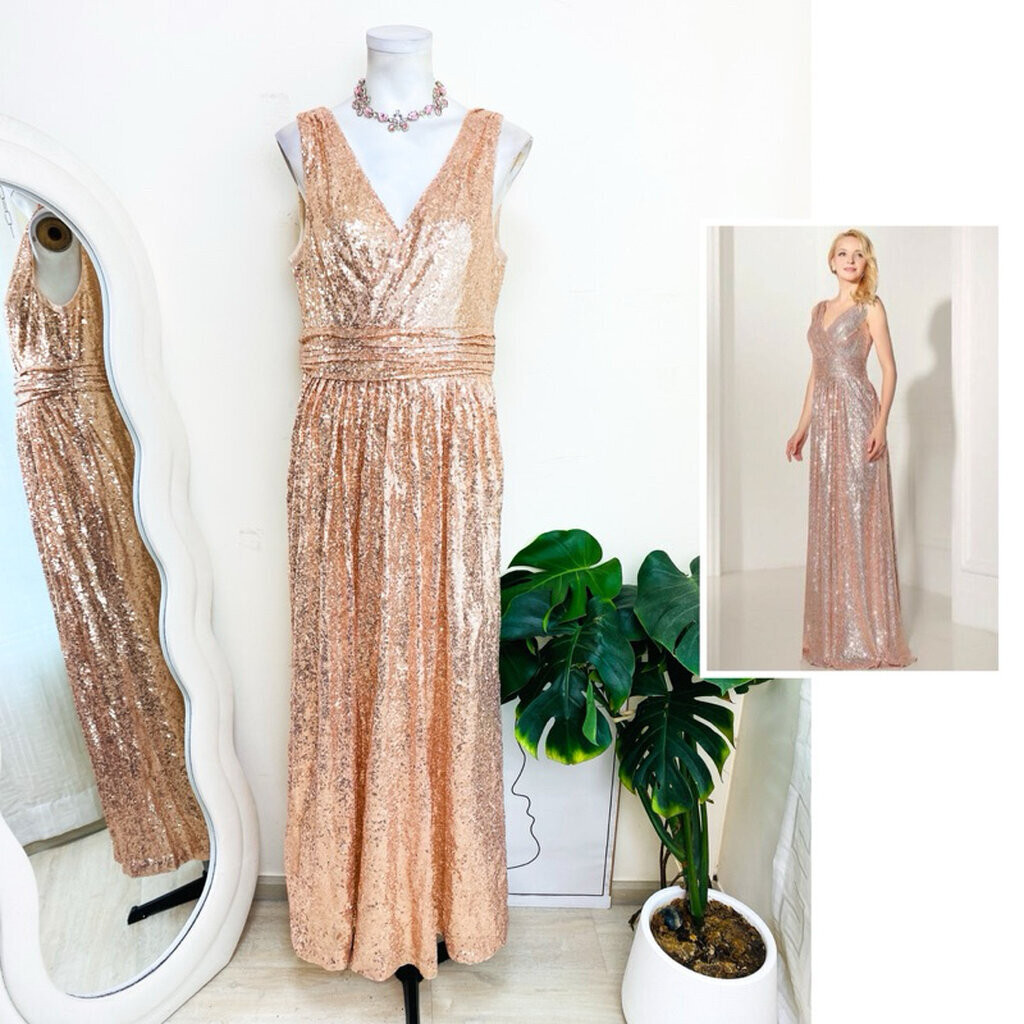 Size L KaTE Brand Authentic 1 Maxi dress Long Shiny Scales Work Rose ...