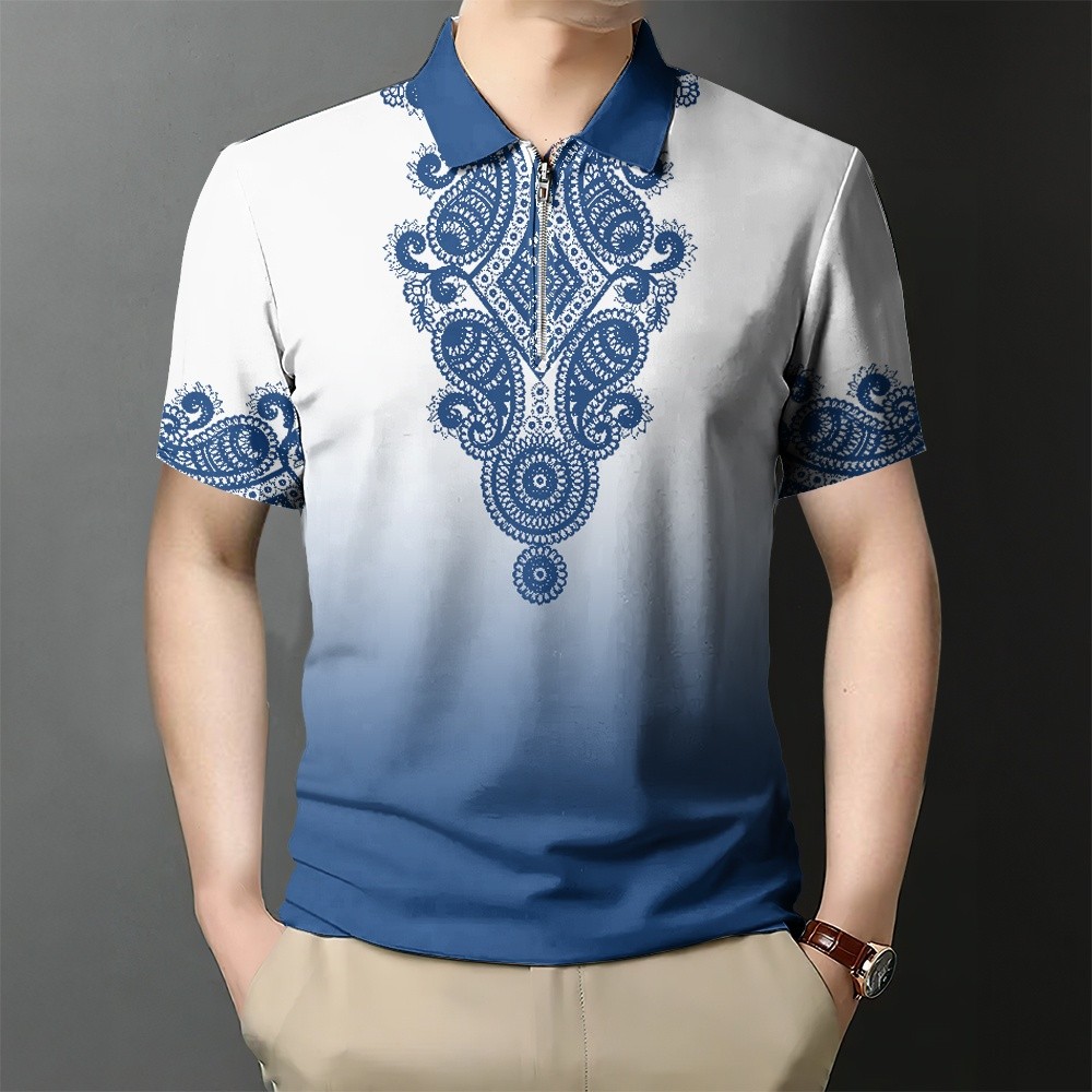 Barong Tagalog for Men Modern Zipper Neckline Asian Attire Polo Barong ...