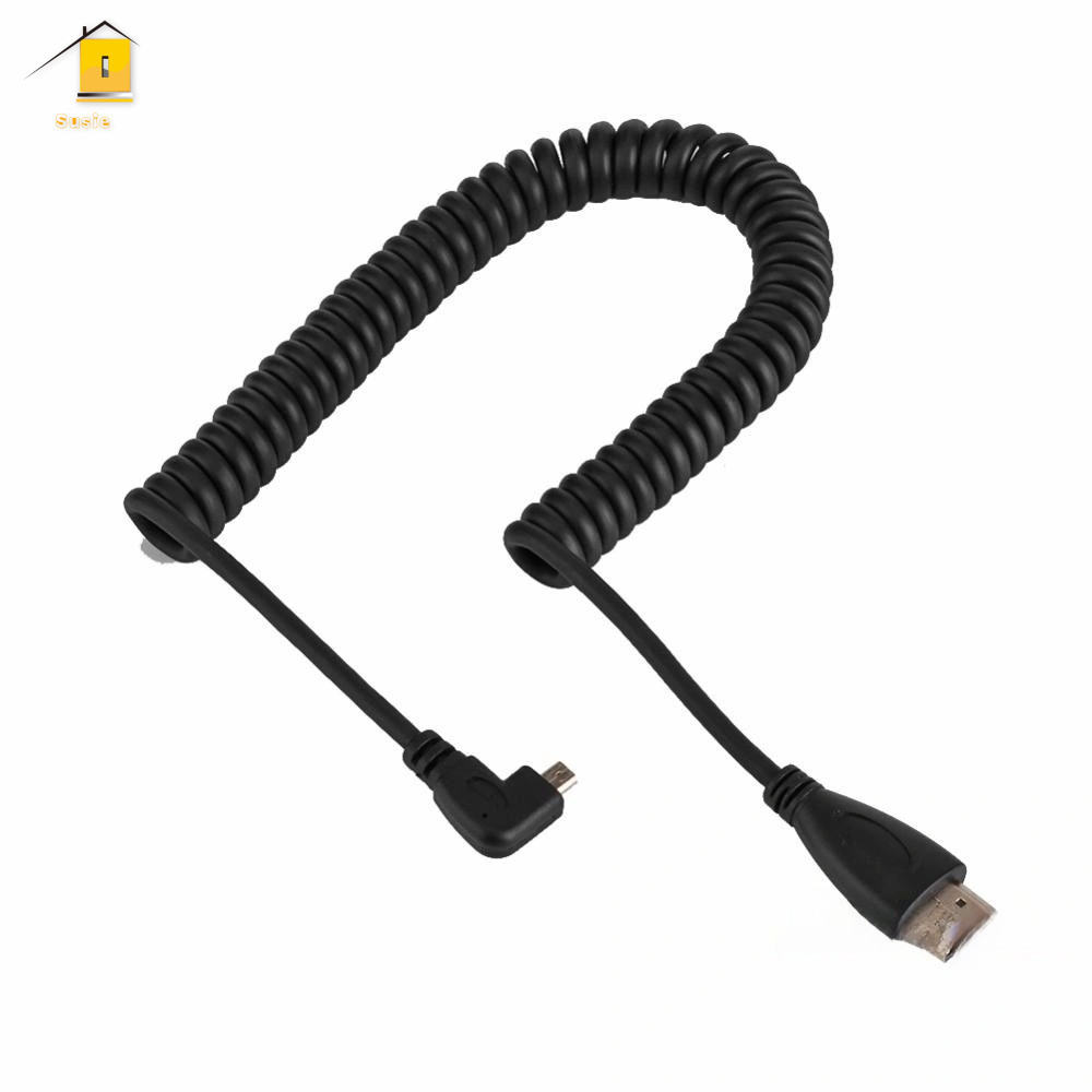 90 Degree Micro HDMI to HDMI Cable - Telescopic Spring Wire for ...