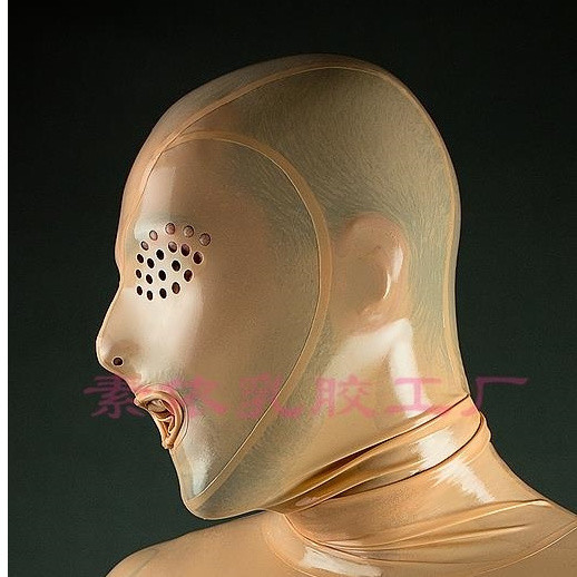 New Latex Sexy Headgear Mask with Performance Mouth Cover Flesh Color ...