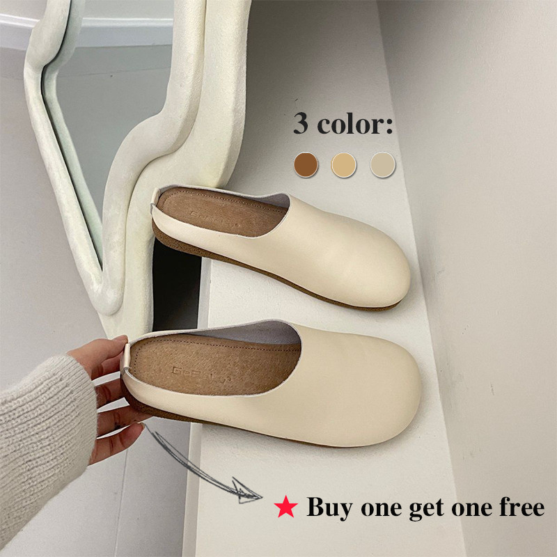 Korean Half Shoes Women Portable Casual Solid Color Round Toe Half ...