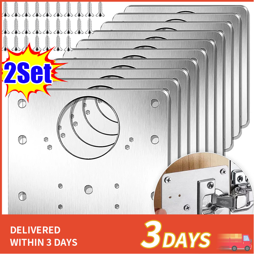Stainless Steel Hinge Fixing Plate Kit / Cabinet Door Hinge Repair ...