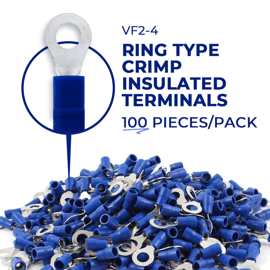 LQD Ring Type Terminals Pack (100 pcs) VF2-4 16-14 AWG 1.5-2.5mm² M4 ...