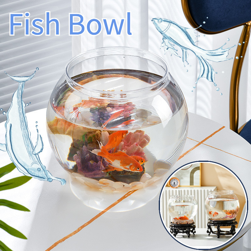 Fish Bowl High Transparent Plastic Small Aquarium Fish Tank Home Office ...