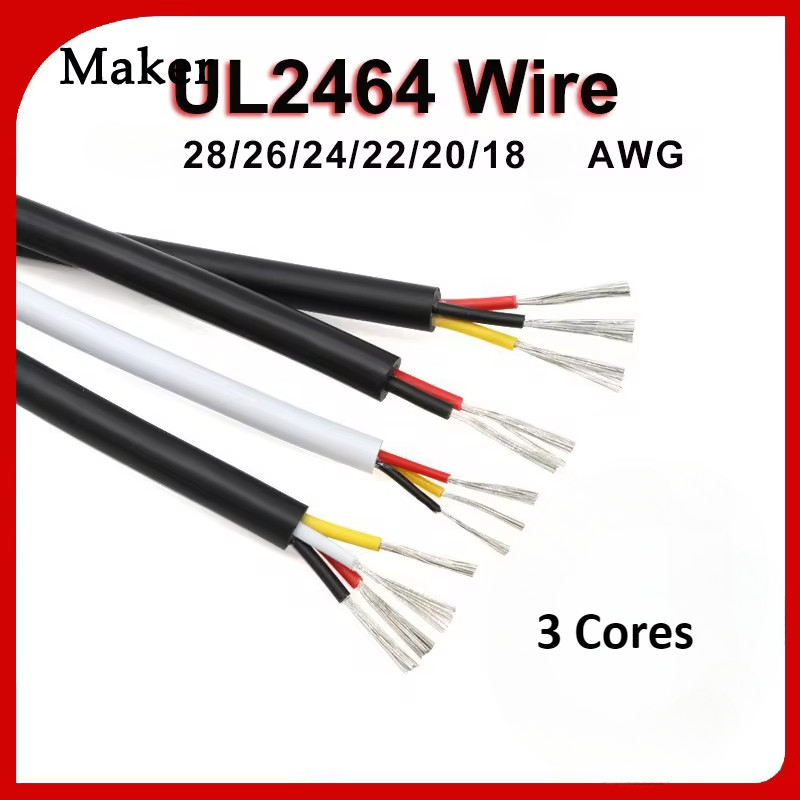 Sheathed Wire UL2464 Copper Wire Electronic Wire Cable 3 Cores 28 26 24 22 20 18 AWG | Shopee ...