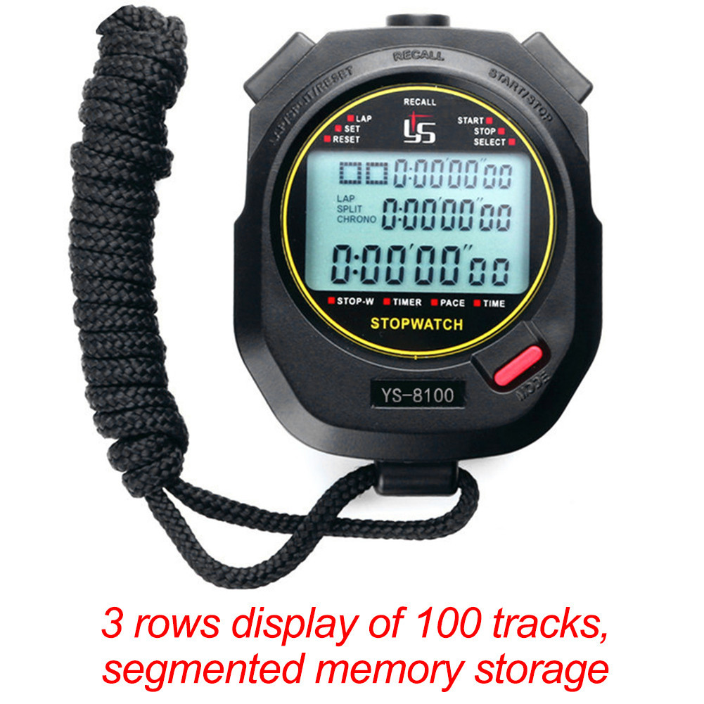 Digital Stopwatch Chronograph Sports Timer Stop Watch (Black/ 100 ...