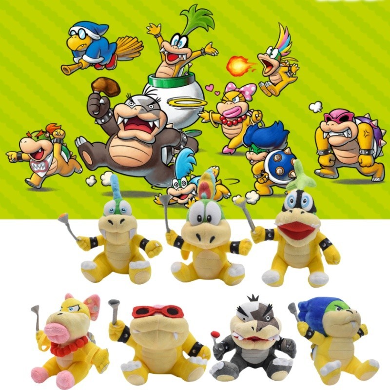 Super Mario Bowser Jr. and Koopalings Plush Toy Set 7 Character Plushies from the Mario Series ...