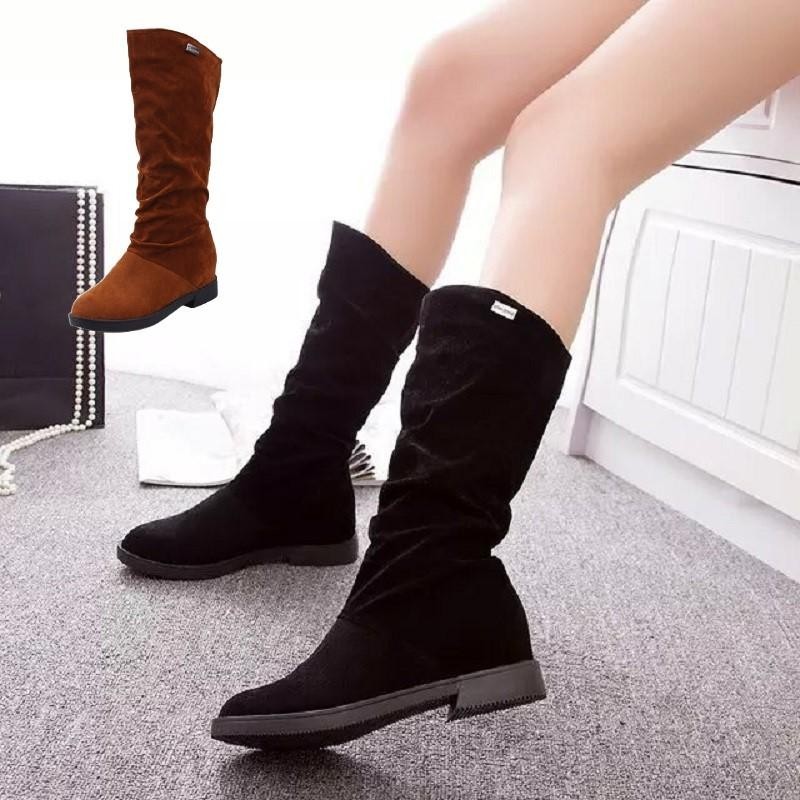 Size 35-40 Women's Fashion Martin BootsMid Cap Low Heel Long Boots ...