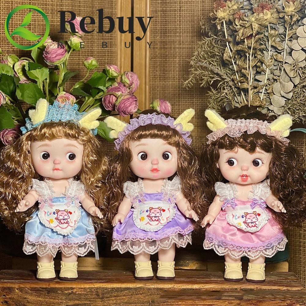 REBUY 28cm Funny Expression Doll, With Cloth Multiple Joints Big Head ...