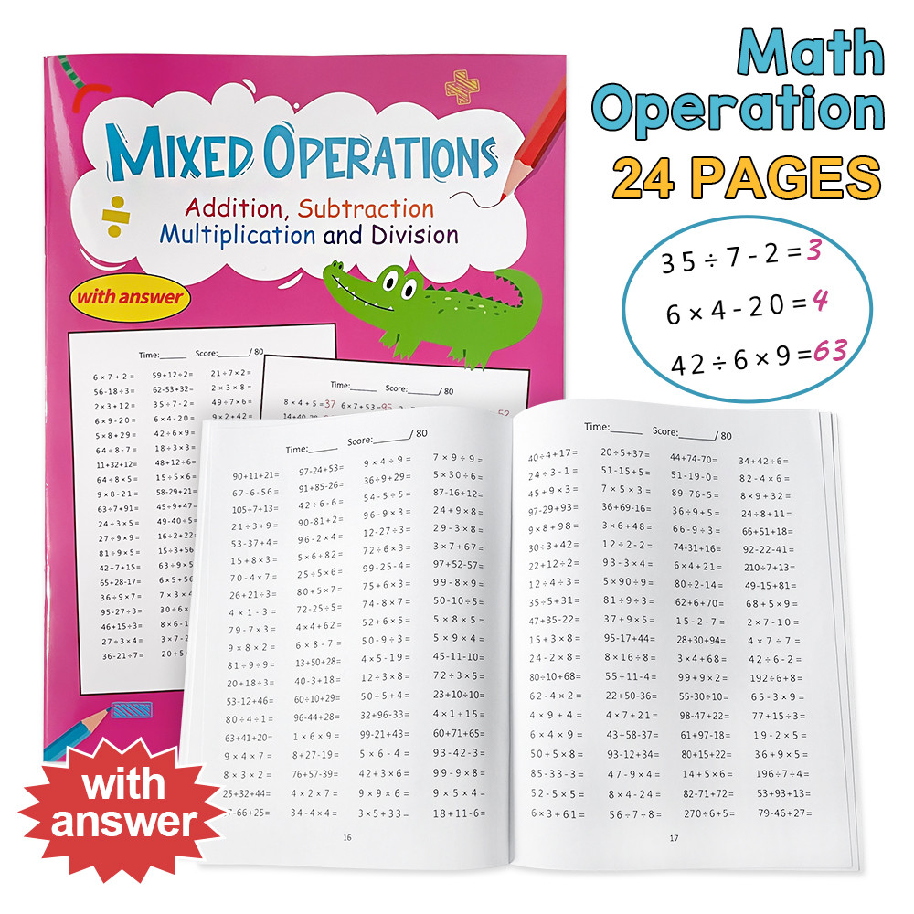 Addition Subtraction Multiplication Division Worksheet Math Mixed ...