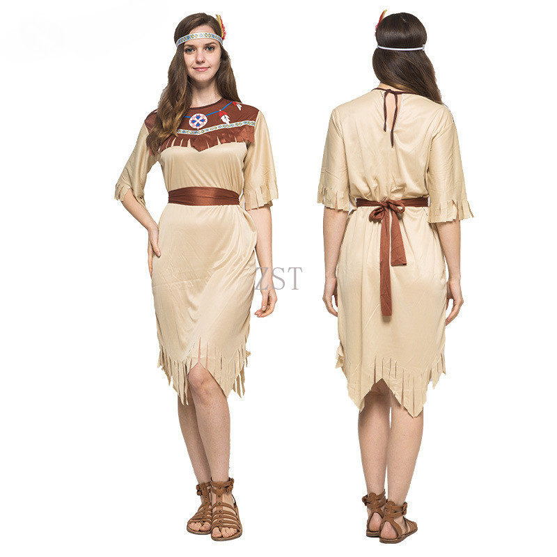 ZST Adult Female African Original Indian Savage Costume Wild Man ...