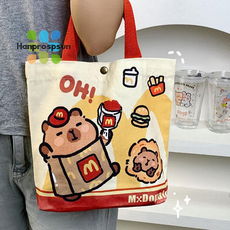 Hanprospsun> Cute Cartoon Kawaii Capybara Sanrio Butter Bear Canvas Bag ...