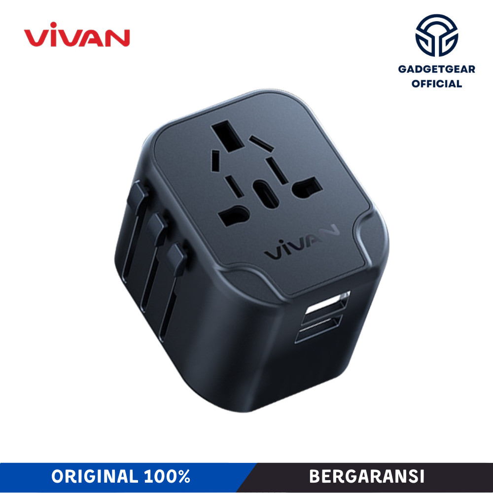 Vivan VPS-T002A Travel Adapter 12W Dual Port USB Multi Country Power ...