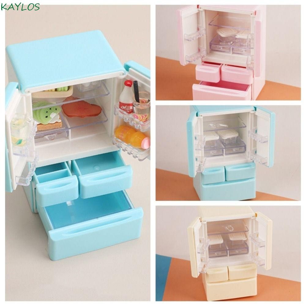 KAYLOS Dollhouse Miniature Fridge, Three Layers Double Door Mini ...